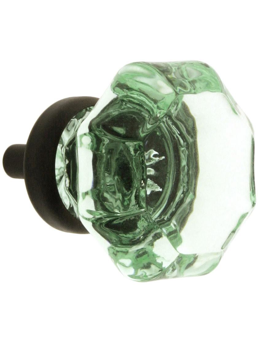 Pale Green Octagonal Glass Knob with Brass Base 1 3/8-Inch Diameter | House of Antique Hardware